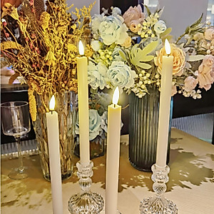 3D Black Wick Led Battery Operated Flameless Taper Candles Light with Remote Timer, Electric Fake Window Candle Flickering Like Real Wax, Flameless Ivory Candle Stick for Christmas/Home/Wedding