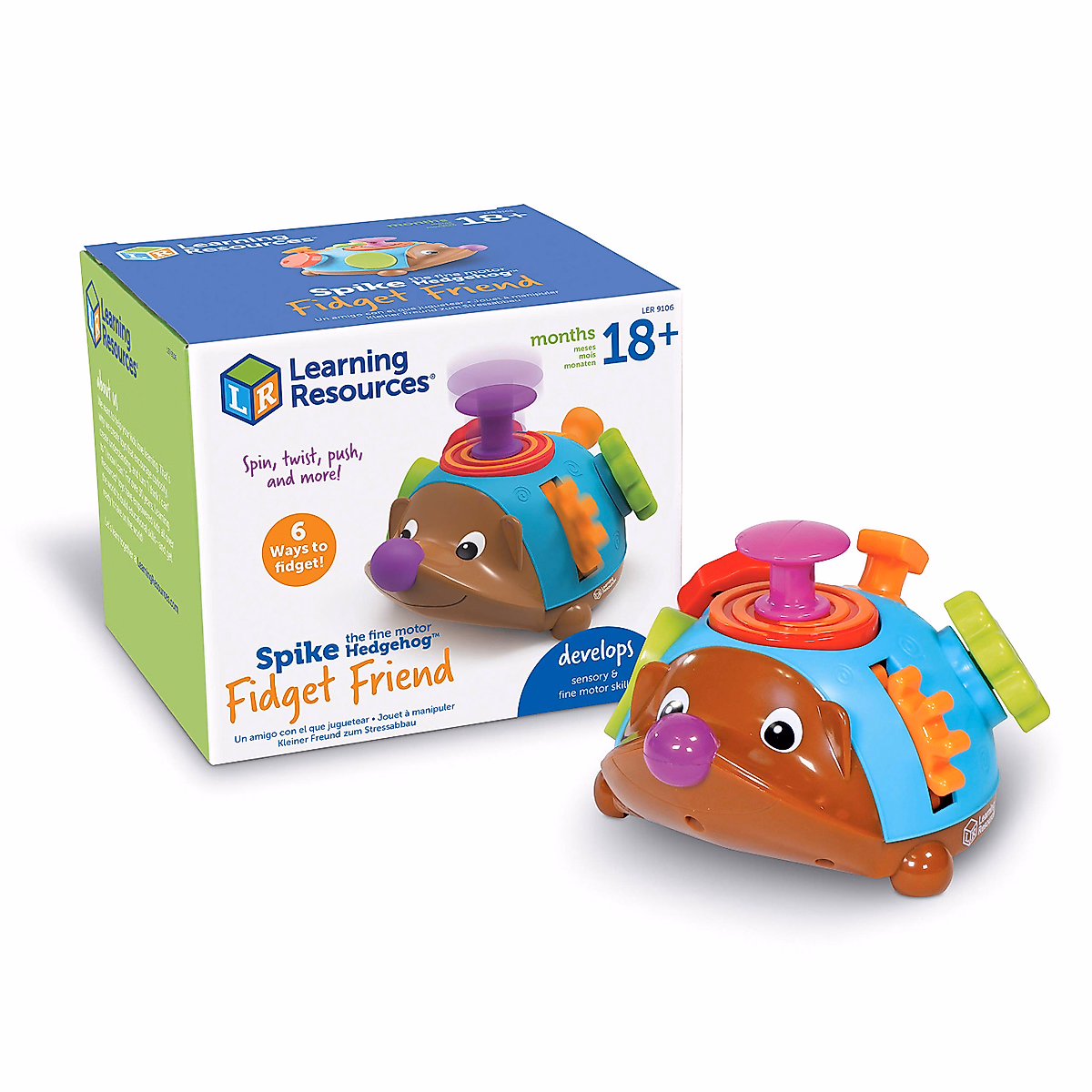 Learning Resources Spike the Fine Motor Hedgehog Fidget Friend -Ages 18+ months Fine Motor and Sensory Play Toy,Educational Toys for Toddlers, Toddler Montessori Toys