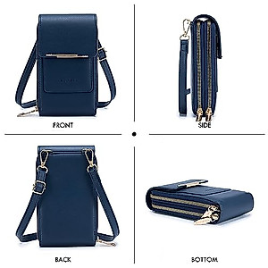 Roulens Small Crossbody Bag Cell Phone Purse for Women, Leather Shoulder Bag Wallet Purse with Credit Card Slots