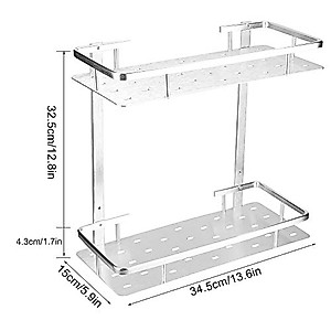Bathroom Shelves Wall Mounted Space Aluminum Storage Shelves 2 Tier Kitchen Bathroom Storage Rack Shelf Home Organizer Shelving Storage Unit