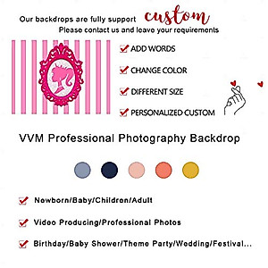 VIDMOT Pink White Stripes Backdrop Doll Head Photo Frame Glamour Girl Photography Background Christmas Party Decor 7x5ft Pink Party Backdrop Photo Booth Banner for Cake Table Supplies LSVV1009