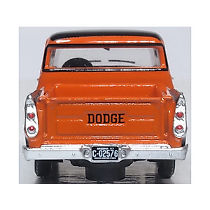 1957 D100 Sweptside Pickup Truck Omaha Orange and Jewel Black 1/87 (HO) Scale Diecast Model Car by Oxford Diecast 87DP57004