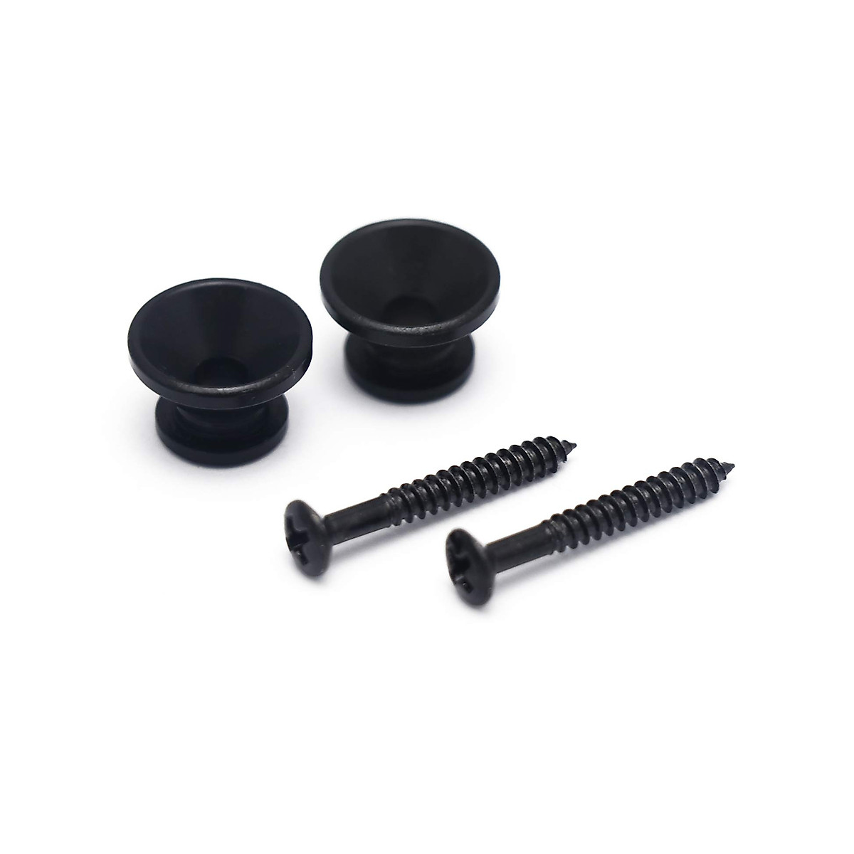 Metallor Guitar Strap Buttons Metal Guitar Strap Locks End Pins with Mounting Screws for Folk Acoustic Electric Guitar or Bass Ukulele Set of 2Pcs Bell Style. (Black)
