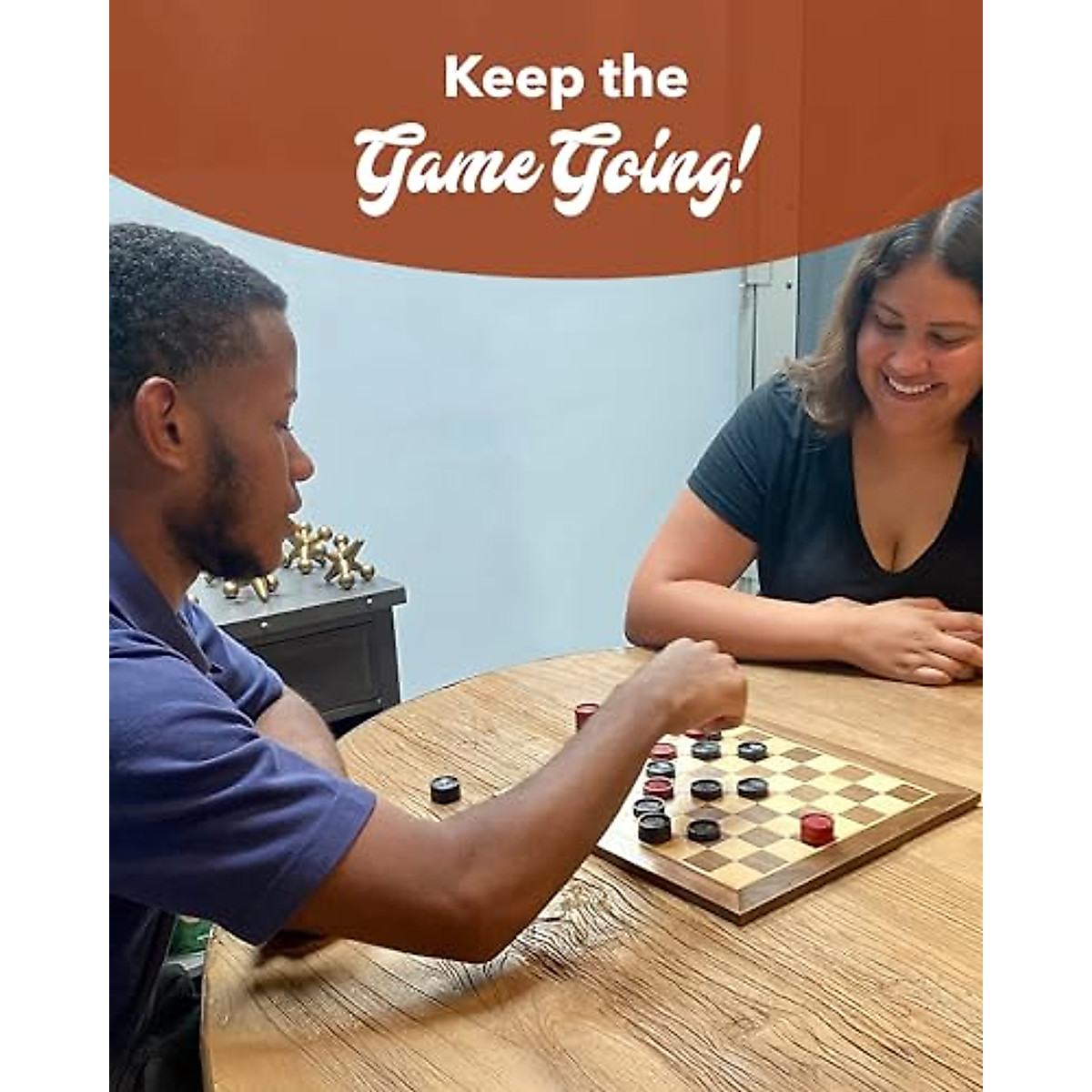 WE Games Checkers Pieces Only, Wooden Checker Board Game Pieces, 24 Red and Black Stackable Pieces, Drawstring Storage Bag, 1.062 Diameter