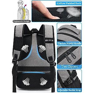 ProEtrade Laptop Backpack, Business Travel Anti Theft Bookbag with USB Charging Port for School College Work Computer Bag Daypack Fit 15.6 Inch Notebook, Gifts for Men Women Teen (Grey)