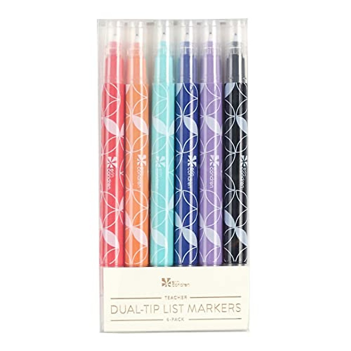 Erin Condren Dual-Tip List Markers - Teacher Organization - 6 Pack - Stamp Important Notes, Highlight Student's Answers and Check Off To-Do Lists! Teaching Essentials