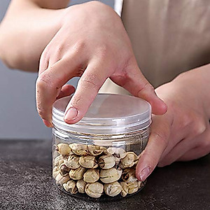 Rocutus 12oz Clear Plastic Storage Jars Containers,8 Pack Refillable Wide-Mouth Plastic Slime Storage Containers for Beauty Products,Kitchen & Household Storage - BPA Free (12 OZ)