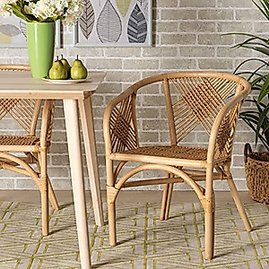 Baxton Studio Kagama Dining Chairs, Natural Brown