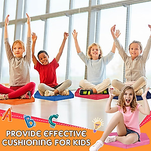 12 Pcs Floor Cushions Bulk for Classroom 15 Inch Colored Flexible Seating with Handle Soft Foam Floor Pillow Kids Floor Seats Cushion for Kids Adults Daycare School Home Office Chair (Hexagon)