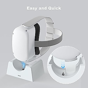 MEIYIN Charging Dock for Oculus Quest 2, Headset Charging Stand with USB-C Charger and Cable, White