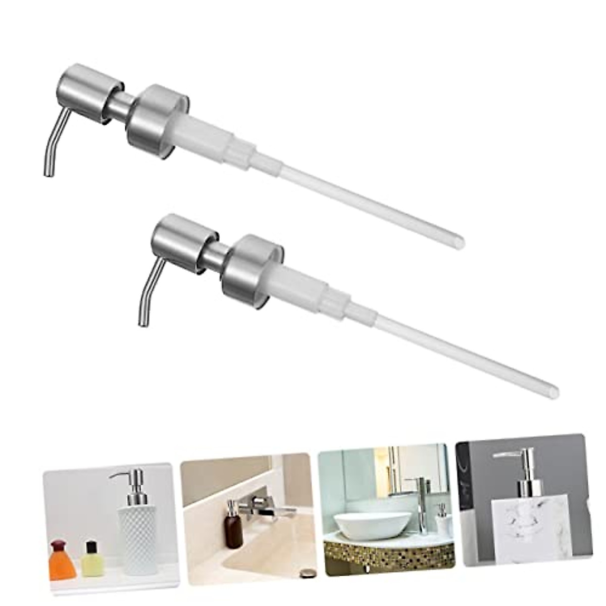 Zerodeko 2pcs Sprinkler Pump Dispenser Dish Foam Pump Conditioner soap Pump Replacement soap Dispenser Kitchen Shower Cup jar Liquid soap Pump Head Universal Travel Stainless Steel Metal