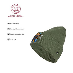 adidas Originals Camo Logo Cuff Fold Beanie, Green Oxide/Collegiate Gold, One Size