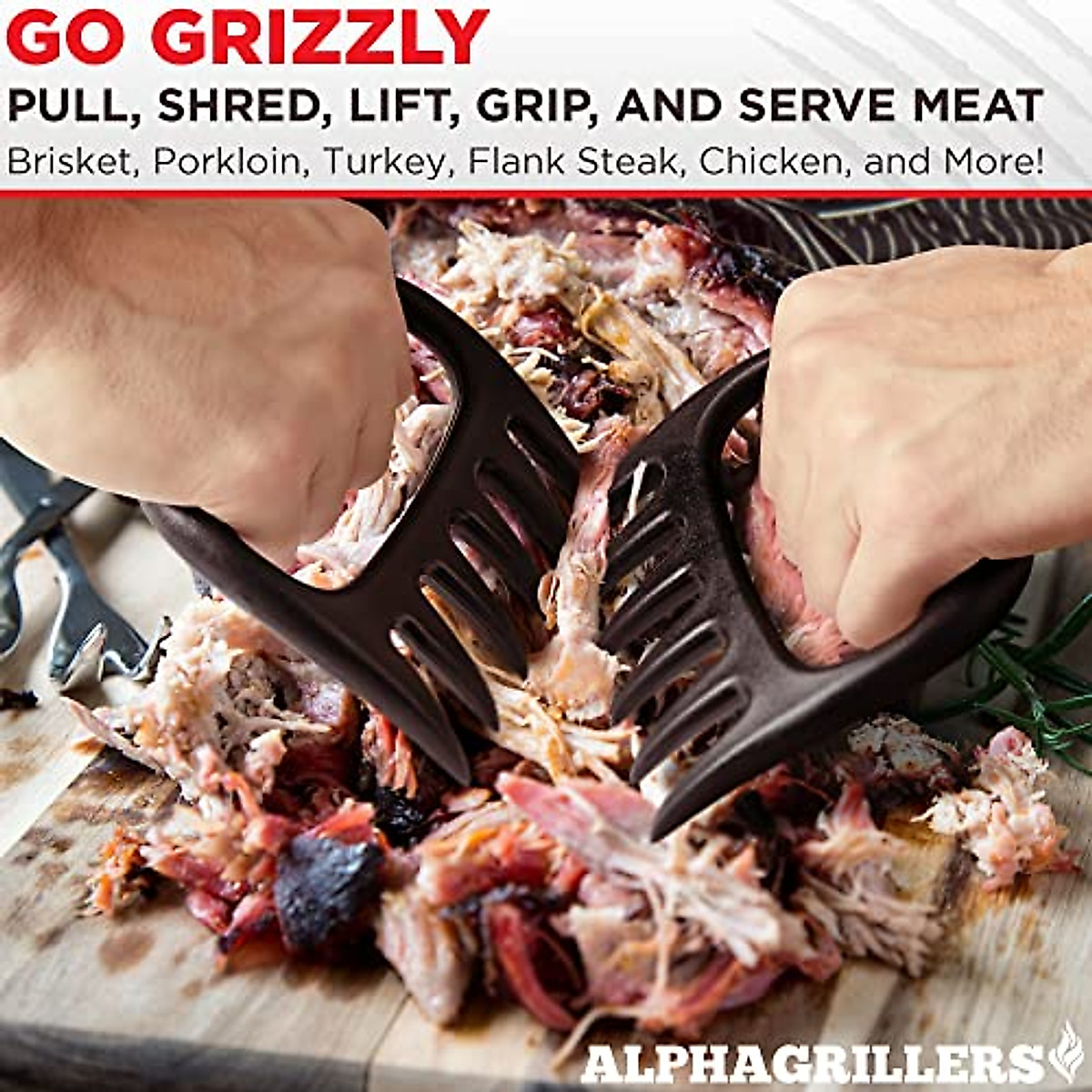Alpha Griller Meat Claws for Shredding & Meat Shredder Tool - Meat Shredder Claws & Bear Claws for Shredding Meat, Smoker Accessories for BBQ Gifts for Men & Stocking Stuffers for Men