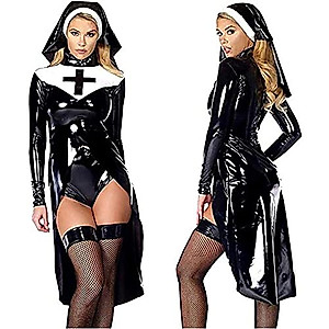 MMWMJWMB Nun Sexy Ladies Halloween,Latex Costume Fancy Dress for Sexy Fancy Dress Womens Party Stage Costume