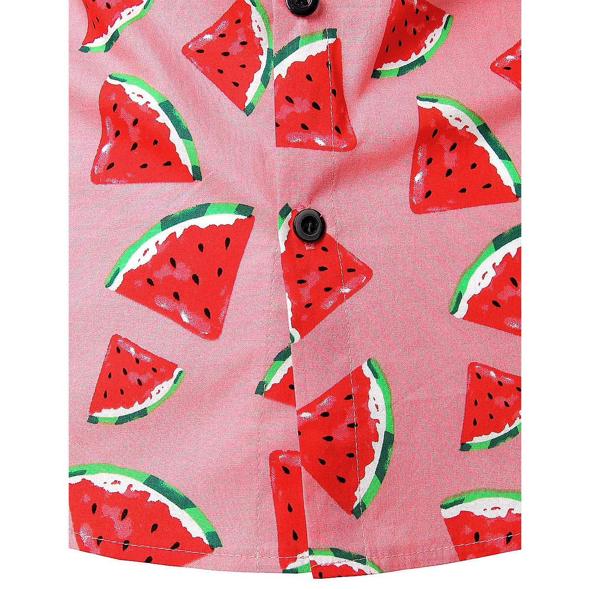 JOGAL Men's Cotton Button Down Short Sleeve Hawaiian Shirt Pink Red XX-Large