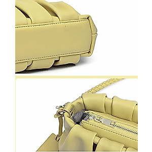 GRPKSSIB Women's Shoulder Purse PU Leather Clutch Ruched Handbag Dumpling Underarm Bag Crossbody Bag