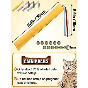 MEWTOGO 4 Pcs Cat Kicker Toy with Ribbon - Cat Toys with 12 Natural Catnip Balls and Zipper, Interactive Cat Kick Sticks Chew Toy, Ideal Cat Gift for Indoor Kitten Playing