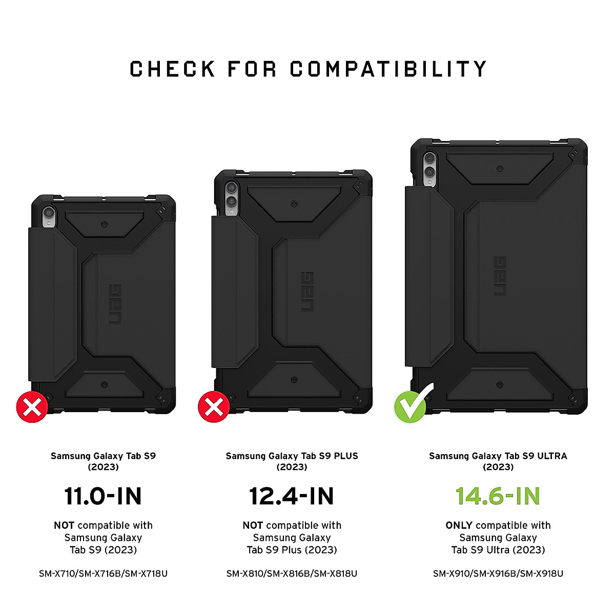 UAG Designed for Samsung Galaxy Tab S9 Ultra Case 14.6" 2023 SM-X910 Metropolis SE Black, Multi-Angle Kickstand Folio with Auto Wake/Sleep & S Pen Holder Rugged Protective Cover by URBAN ARMOR GEAR