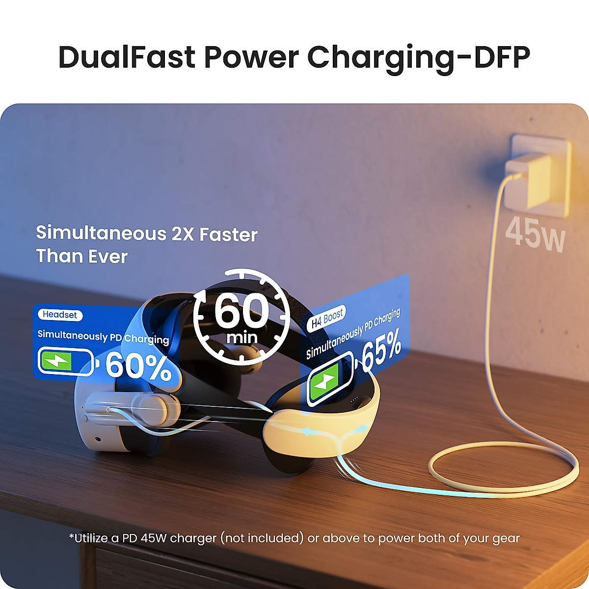 KIWI design H4 Boost Comfort Battery Head Strap Accessories for Meta/Oculus Quest 3/Quest 3s, Dual Fast Charge The VR Headset and Battery Strap in 2.5h, Halo Head Strap Reduce Facial Pressure