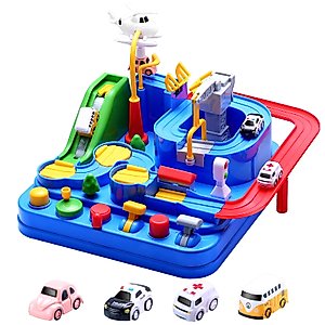 Sakiyrmai Kids Race Track Car Adventure Toys, City Rescue Preschool Educational Toy Vehicles, Parent-Child Interactive Kids Puzzle Car Playsets for 3 4 5 6 7 8 Years Old Toddlers Christmas