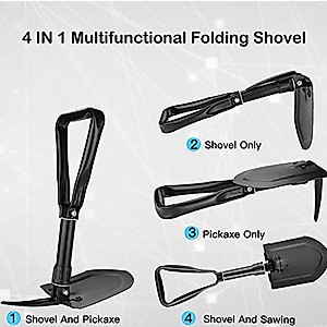Folding Survival Shovel 23 in,50# high-Carbon Steel Entrenching Tool, Folding Camping Shovel, Firefighting Shovel, Portable Shovel for Garden, Hunting, Hiking, Fishing, Car Emergency, Gifts for Men
