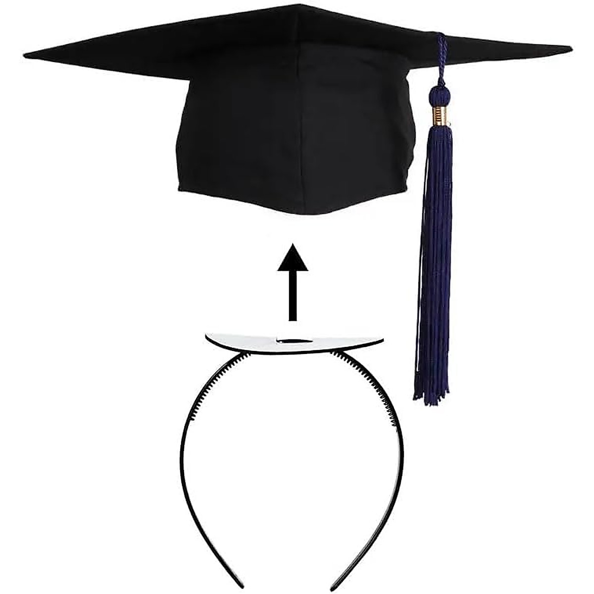 enttgo Grad Cap Headband, Graduation Cap Headband Firm Anti-Fall Hairband for Graduation Cap, Hat Accessories for Graduates, Students, Women - Black
