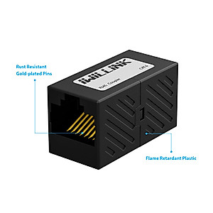 iwillink RJ45 Coupler Ethernet Connector, Female to Female RJ45 Connector for Cat7 Cat6 Cat5e Cat5 Ethernet Cable, Extender Adapter, 5 Pack, Black