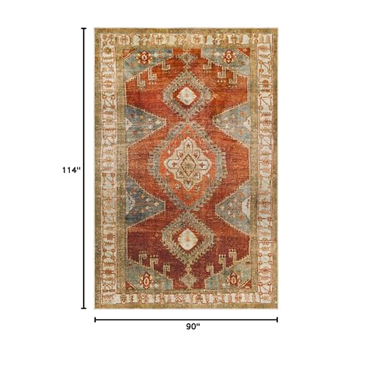 Livabliss Leupp29447 Washable Medallion Area Rug, 7'6" x 9'6", Red/Orange