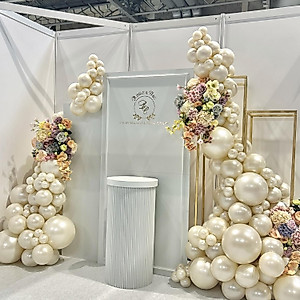 Pearl White Double-Stuffed Balloons Different Sizes 74Pcs 5/10/12/18 inch White Sand Pearl Ivory Boho Neutral Balloon Arch Garland kit for Wedding Bridal Baby Shower Birthday Anniversary Decorations