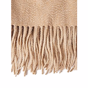 State Cashmere Throw Blanket with Decorative Fringe - Ultra Soft Accent Blanket for Couch, Sofa & Bed Made with 100% Inner Mongolian Cashmere - Crafted Home Accessories - (Camel, 60"x50")