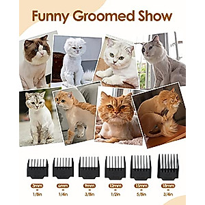 oneisall Cat Hair Trimmer,Quiet Cat Clippers for Matted Hair,Cordless Cat Grooming Kit with Comb,3 Speed Cat Shavers for Matted Long Hair