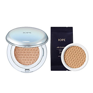 IOPE Air Cushion SPF 50+,Natural Coverage Foundation Makeup, Moisturizing Finish for Sensitive,Dry,Combination Skin,Korean Skin Care Cushion by Amorepacific,#21