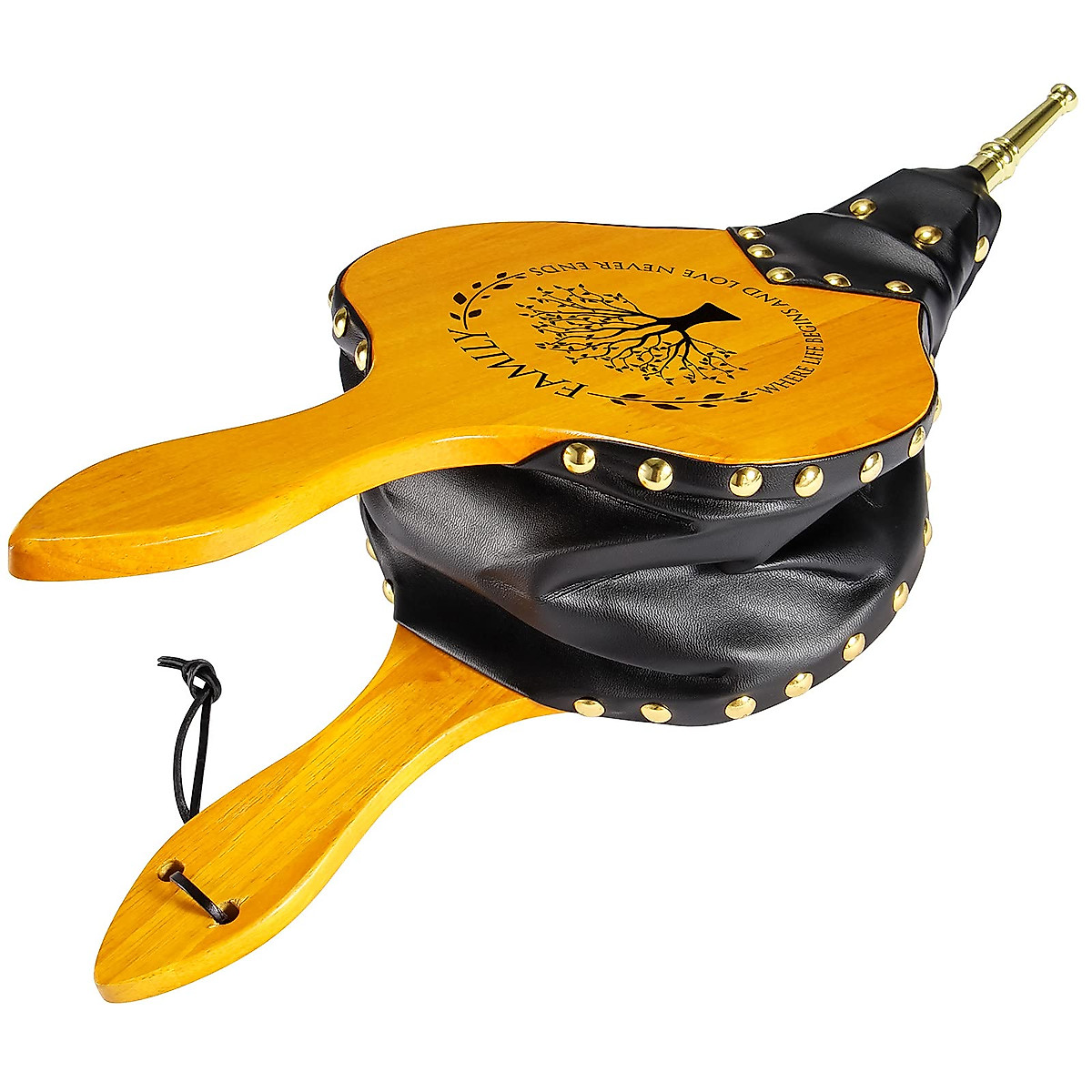 THYGIFTREE Fireplace Bellows Indoor 19x8 Custom Large Wood Fire Blower with Hanging Strap, Long Handle, Metal Nozzle, Tool for Fireplace, Fire Pit, Wood Stove, BBQ, Fireplace Decor - Family