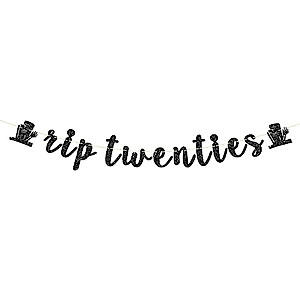 Rip Twenties Banner, Happy 30th Birthday Party Supplies, Funeral Themed 30th Birthday Party Banner, Death to My Twenties Party Decorations, Black Glitter