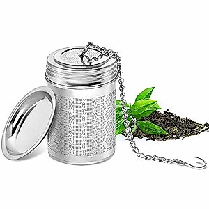 Tea Infuser, Tea Strainer Fine Mesh Tea Filter 304 Stainless Steel Honeycomb Design with Extended Chain Hook to Brew Loose Leaf Tea Small 210601-2