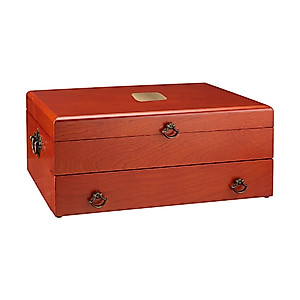 Reed and Barton Personalized Bristol Cherry Flatware Chest, Custom Engraved Wooden Silverware Organizer and Storage Chest, Accommodates Service for 12