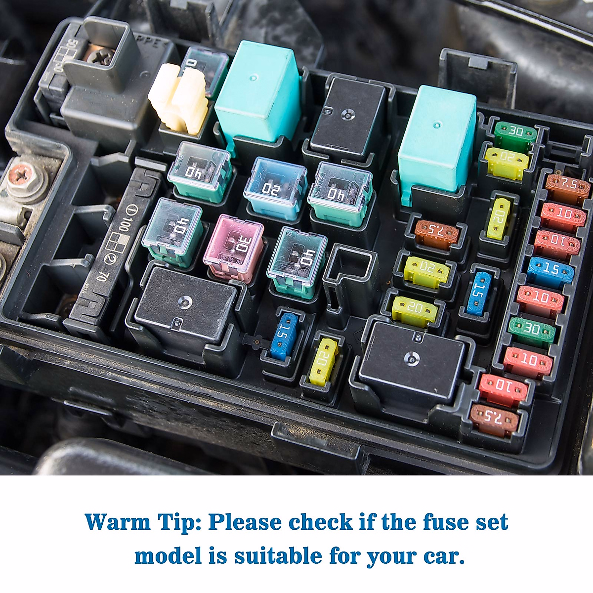 Coitak 30 PCS Car Fuses Assortment Kit, Automotive Combination Low and Tall Box Shaped Fuse Kit, Replacement Fuses for Car/RV/Truck/Motorcycle/Boat