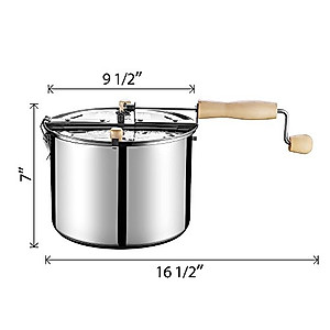 Great Northern Popcorn Original Stainless Steel Stove Top 6-1/2-Quart Popcorn Popper