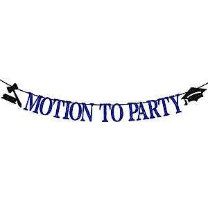 Motion to Party Banner, Congrats Lawyer/Future Lawyer Bunting Sign, Law School Survivor Graduation Party Decoration Supplies, Blue and Black Glitter
