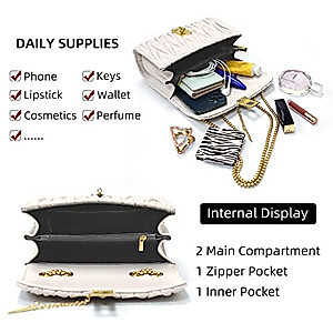 LesunPan Quilted Crossbody Bags for Women Leather Shoulder Bag Handbag Ladies Small Purses with Chain Strap and Lock