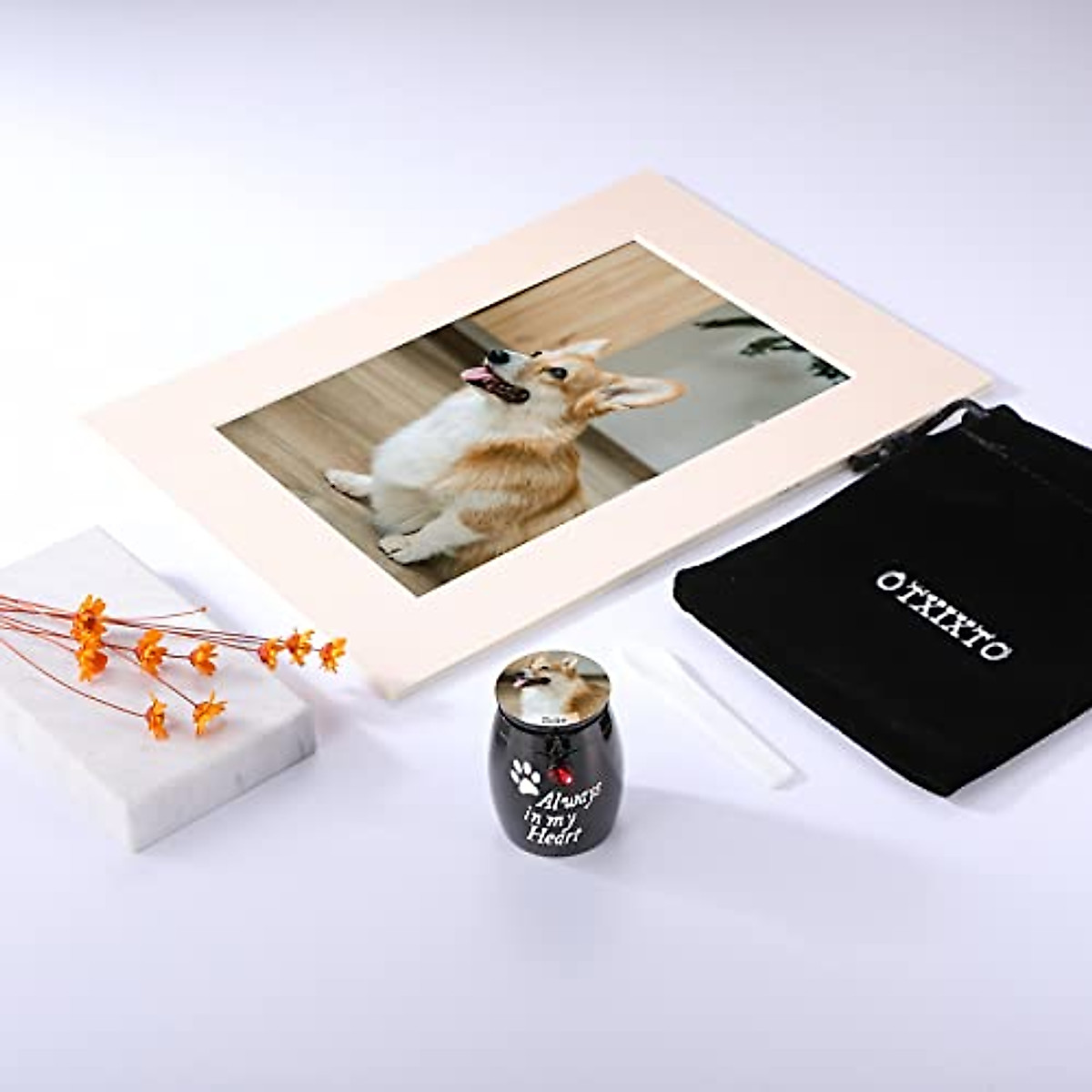 OTXIXTO Custom Mini Keepsake Urns for Human Ashes Customized Photo Symbol Birthstone Small Urns Stainless Steel Decorative Black Urns Cremation Holder Pet Ash Containers