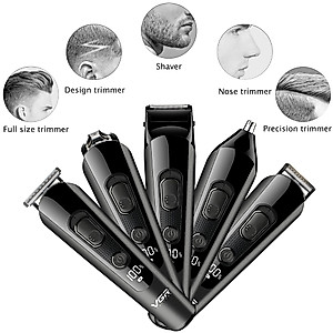 VGR VOYAGER Beard Trimmer for Men Hair Clipper Grooming kit Nose Body Mustache Ear Facial Cutting Groomer USB Rechargeable LED Display Queit