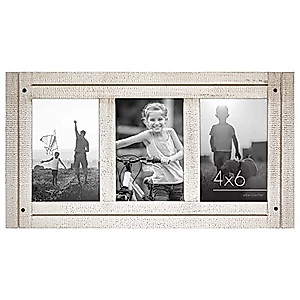 Americanflat 4x6 Triple Picture Frame in Aspen White - Distressed Wood Decorative Family Picture Frame with Polished Glass, Includes Hanging Hardware for Wall, and Easel for Tabletop Display