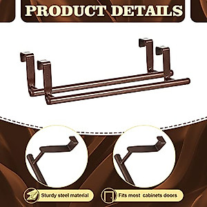 2 Pack Towel Rack for Cabinet Steel over Door Towel Rack Modern over Cabinet Towel Hanger Towel Bar Holder 9 Inch Storage Organizer for Universal Fit on Kitchen Bathroom over Cabinet Cupboard (Bronze)
