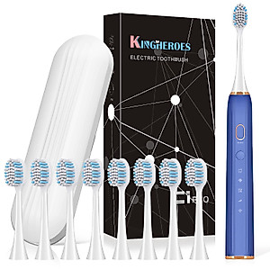 Kingheroes Sonic Vibration C1PRO Electric Toothbrush, Light Blue, Battery Powered, Unisex-Adults