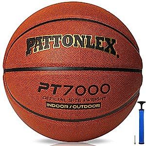 PATTONLEX Basketball - Official Size 7 (29.5") - Composite Leather - Indoor/Outdoor Ball for Men(Brown)