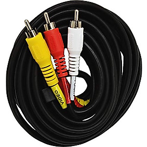GE Composite Audio/ Video Cable, 6 ft. RCA Style Plugs 3-Male to 3-Male, Low Loss, for TV, VCR, DVD, Satellite, and Home Theater Receivers, 23216