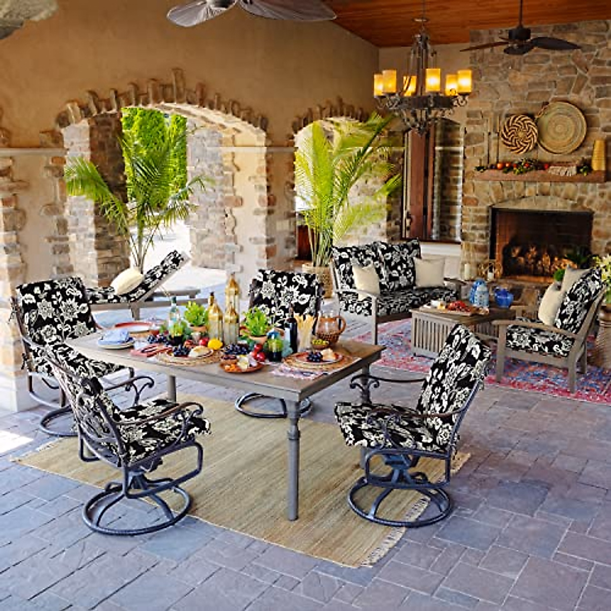 Arden Selections Outdoor Deep Seating Cushion Set 24 x 22, Ashland Black Jacobean