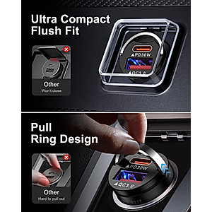 2Pack Fast Car Charger USB C, 30W Mini Cigarette Lighter Adapter, Dual Port PD&QC 3.0 USB C Car Phone Charger Type C Car Plug Fast Charging for iPhone 15 14Pro 13 12, Pixel 8 7 Pro 7a 6 5 4XL, Samsung