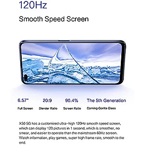 realme X50 5G Factory Unlocked 48Mp Quad Camera RMX2144 128GB + 6GB Global Version (NO Verizon/Boost) (Purple)